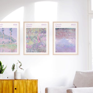 Set of 3 Monet Print, Monet Painting Gallery Wall Set, Lavender Gallery ...