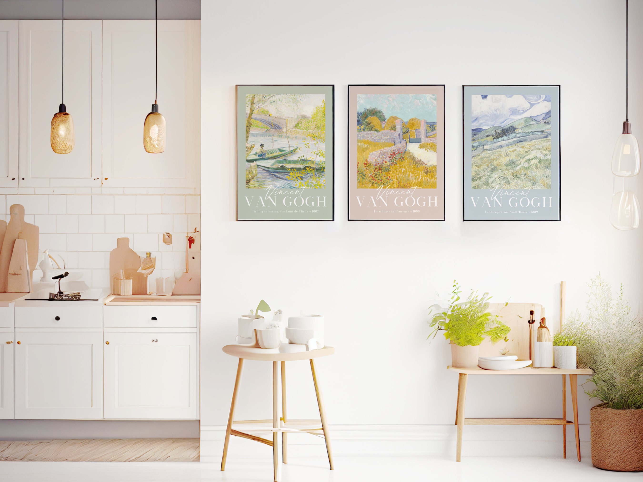 Set of 3 Van Gogh Print, Pastel Van Gogh Wall Art, Exhibition Poster ...