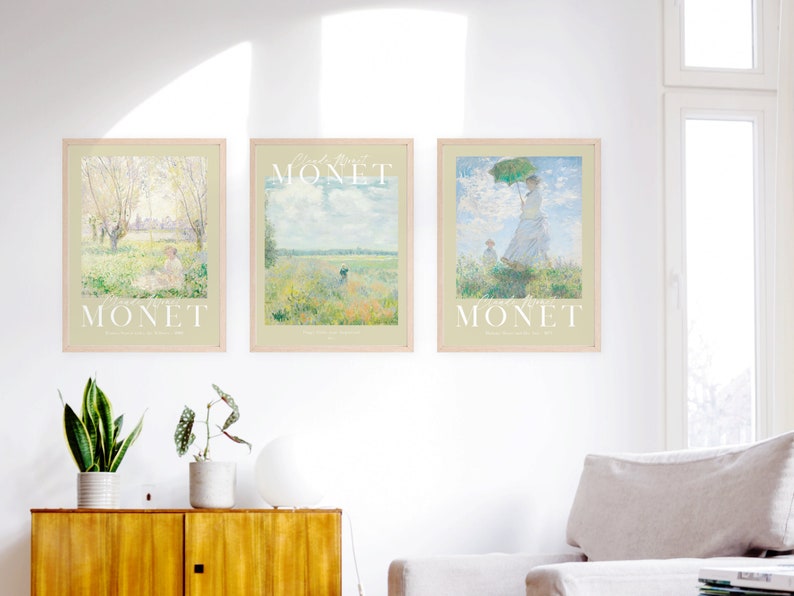 Monet Print Set of 3 Pastel Art Print Gallery Monet Gallery - Etsy