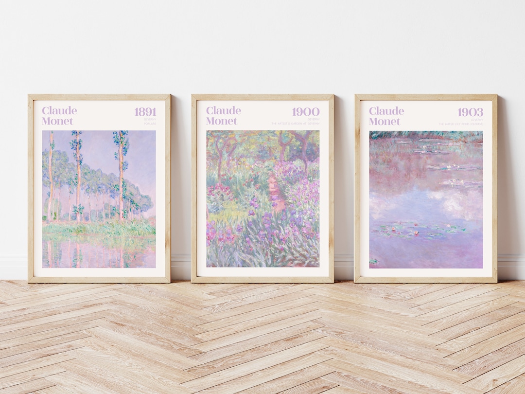 Set of 3 Monet Print, Monet Painting Gallery Wall Set, Lavender Gallery ...