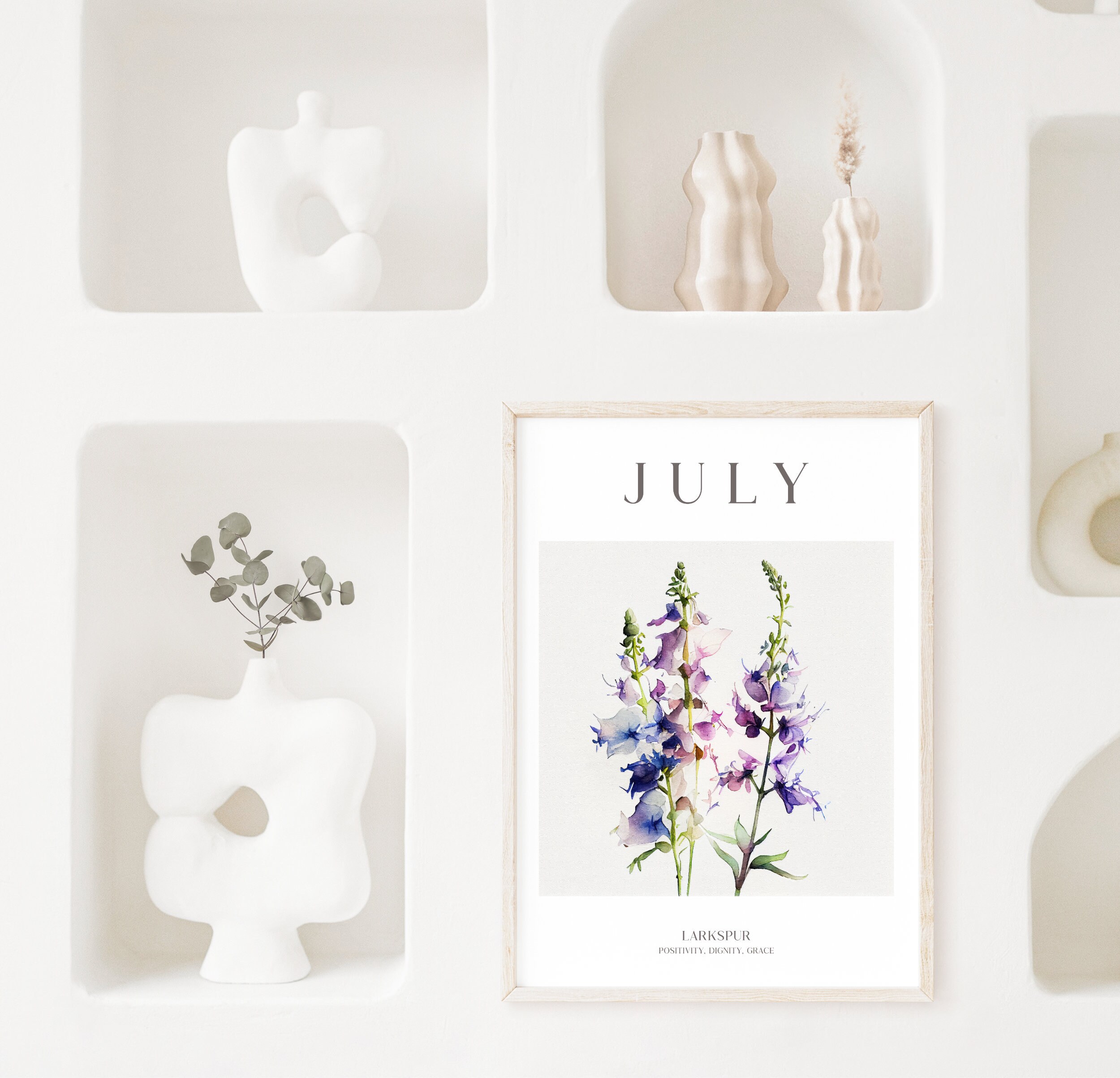 Birth Month Flower Print, July Birthday Gift, Rose Print, Watercolour ...