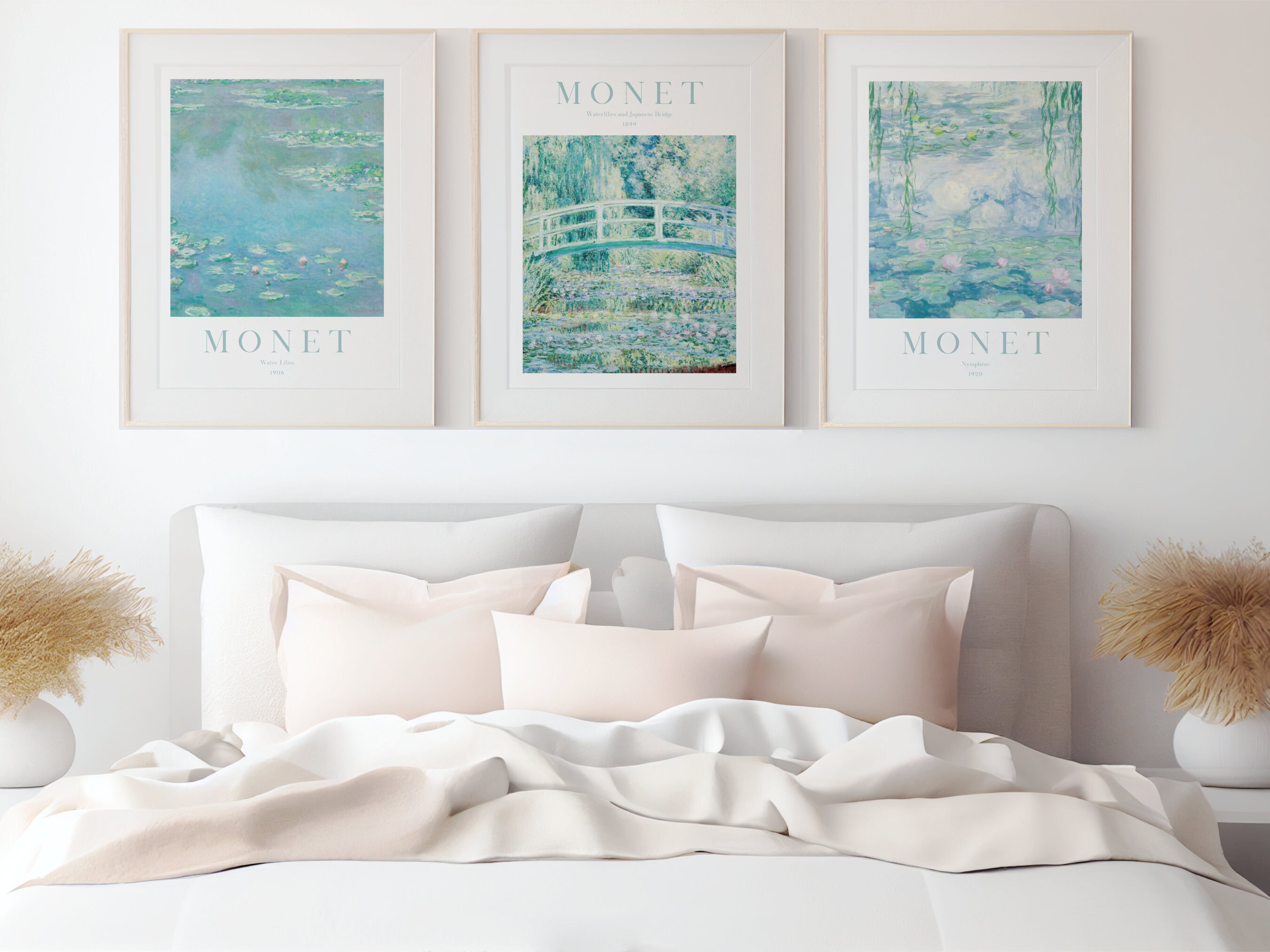 Monet Print Set of 3, Monet Poster, Monet Water Lillies Print, Pale ...
