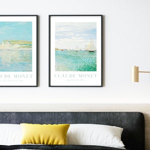 Monet Print Set Blue Monet Gallery Wall Set Monet Beach - Etsy