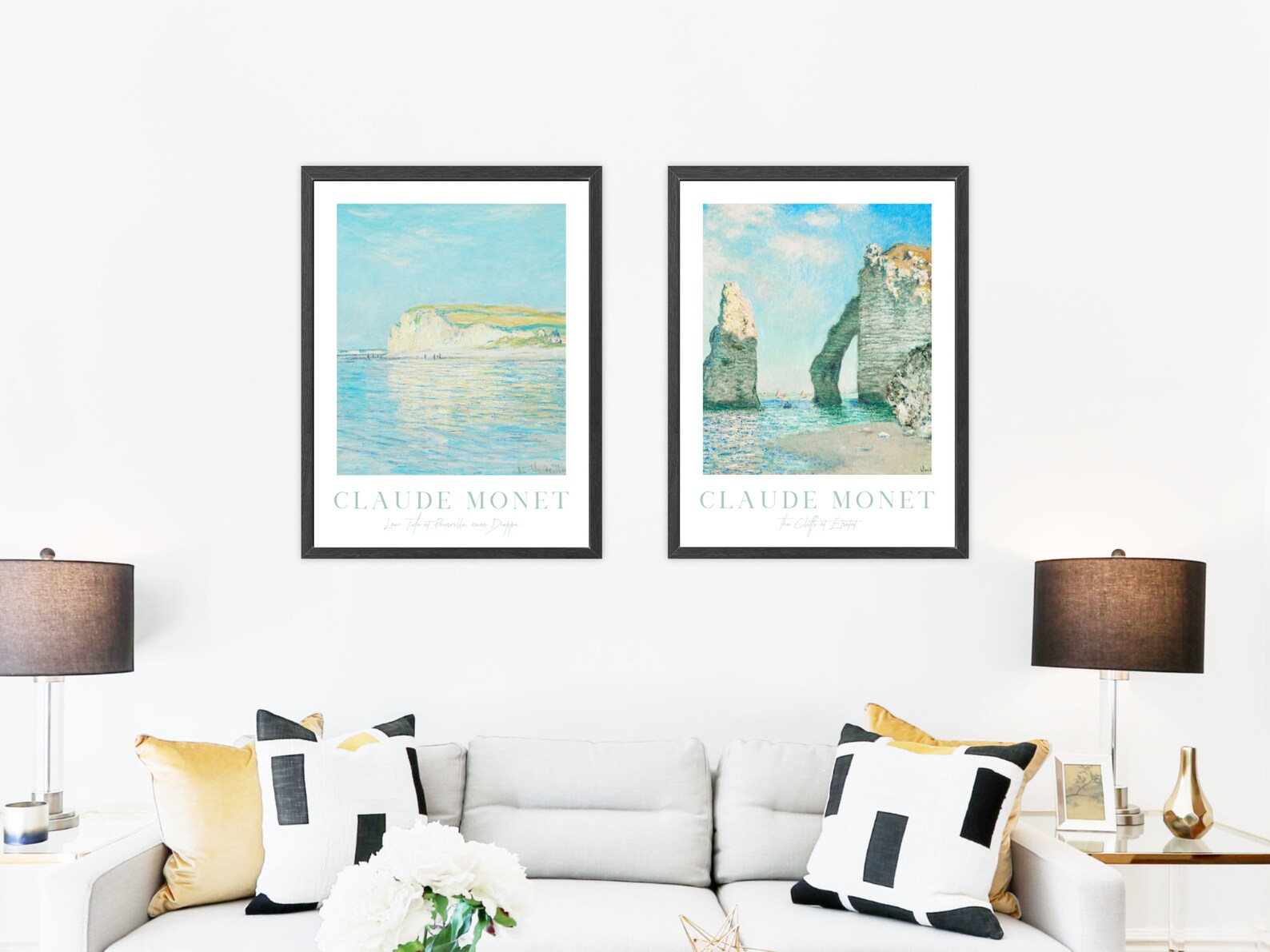 Monet Print Set, Blue Monet Gallery Wall Set, Monet Beach Print, Set of ...