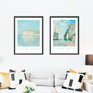 Monet Print Set, Blue Monet Gallery Wall Set, Monet Beach Print, Set of ...