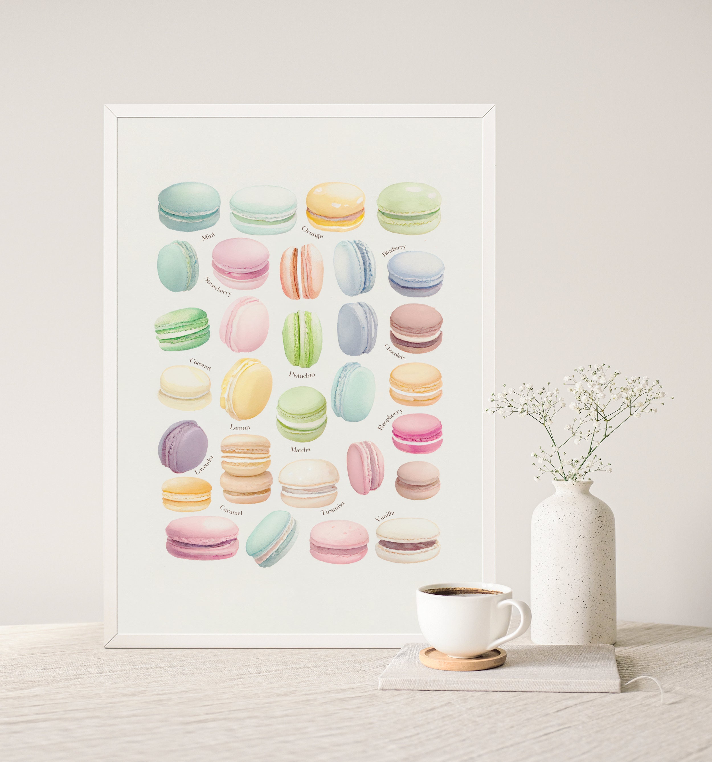 French Pastry Art Print, Macaron Art Print, Paris Cafe Prit, Food Art ...