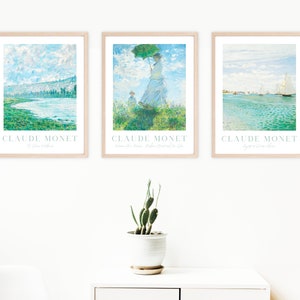 Monet Print Set, Blue Monet Gallery Wall Set, Monet Beach Print, Set of ...