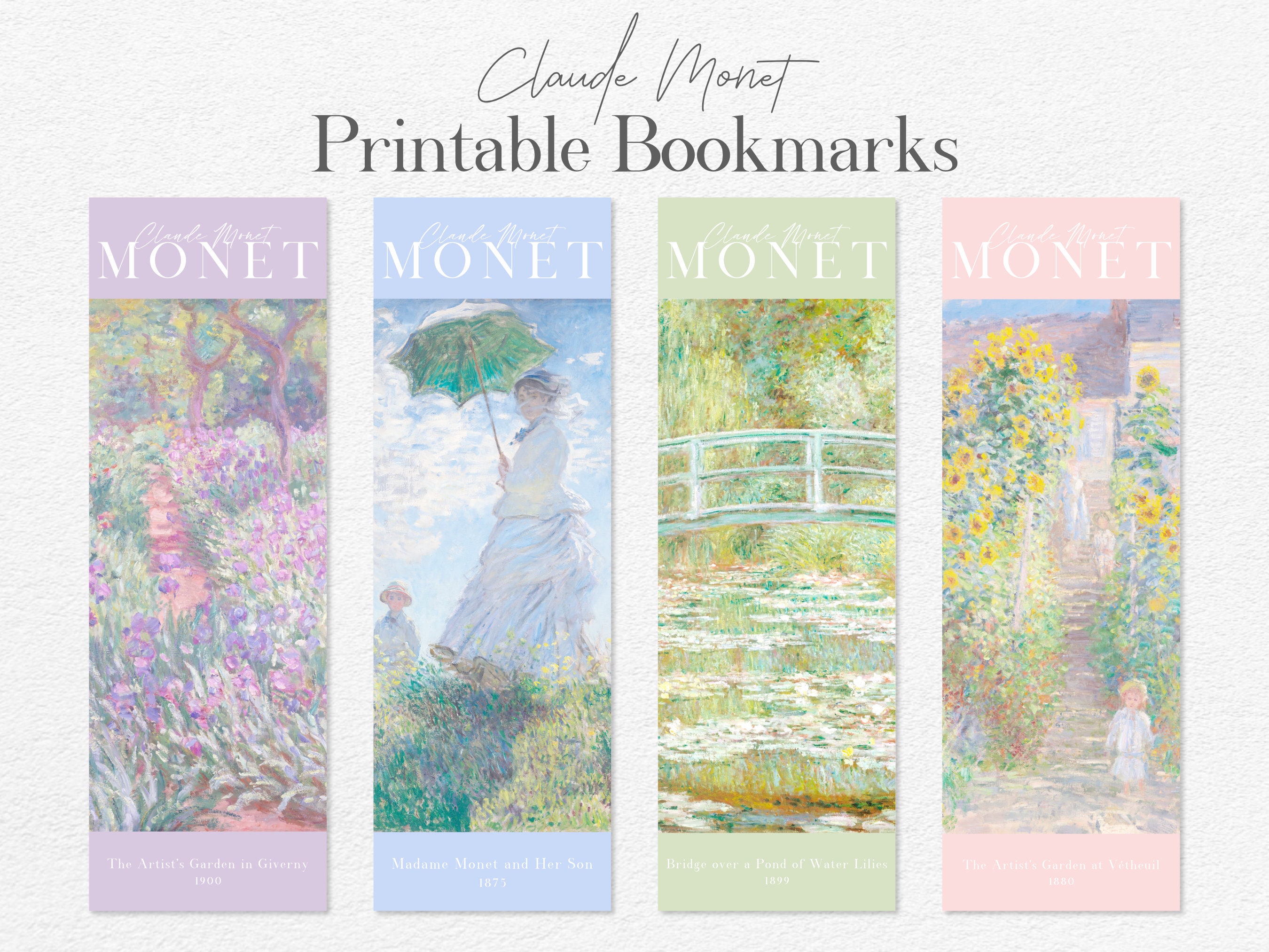 Monet Bookmark | Printable Bookmarks | Digital Download Bookmark ...