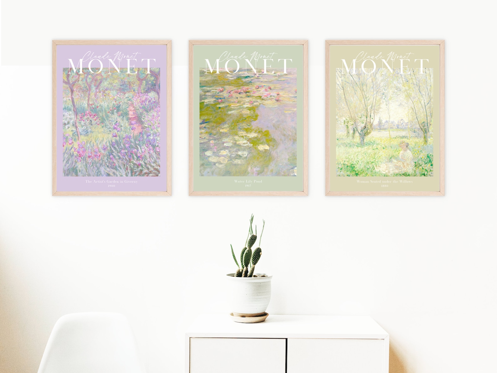Monet Print Set of 3 Pastel Art Print Gallery Monet Gallery - Etsy