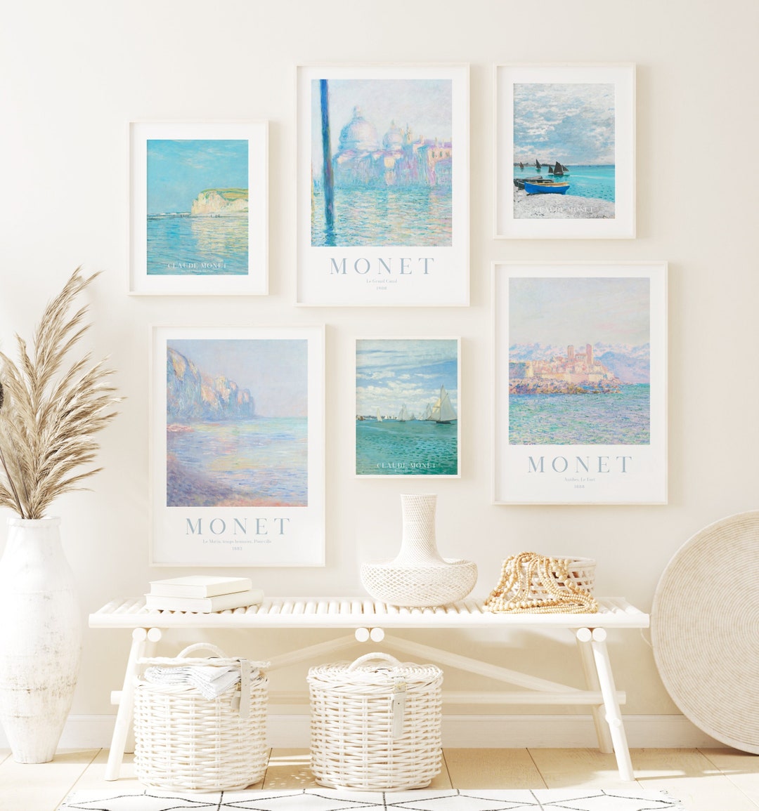 Set of 6 Monet Prints, Vintage Coastal Wall Art, Beach Gallery Wall Set ...
