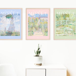 Set of 3 Monet Print, Monet Gallery Wall Set, Pastel Art Print Gallery ...