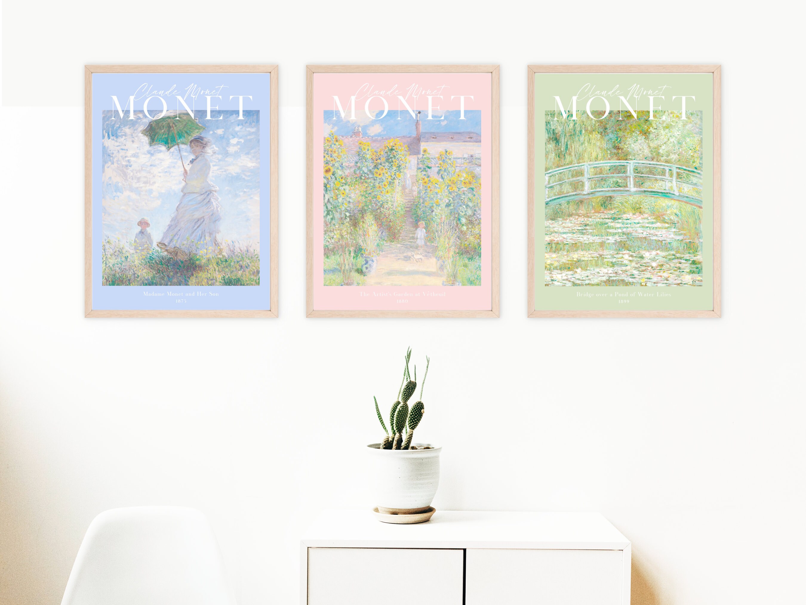 Set of 3 Monet Print Monet Gallery Wall Set Pastel Art Print - Etsy