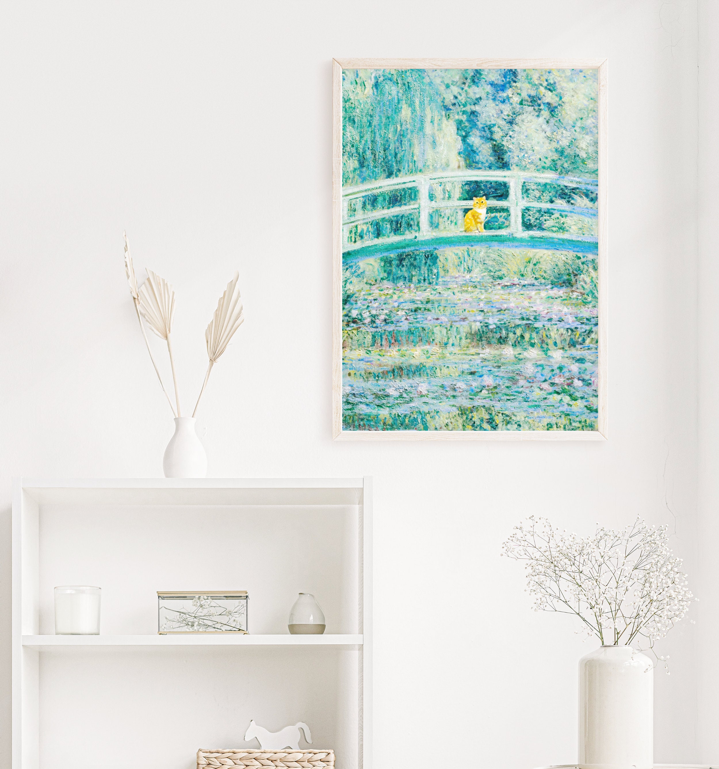 Monet Water Lily Pond Cat Poster, Monet Art Print, Orange Cat Print ...