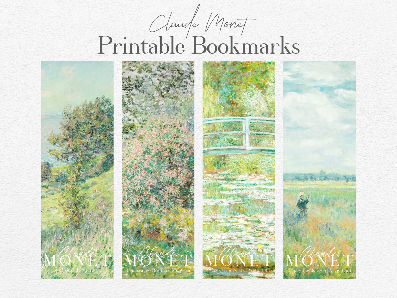 Monet Bookmark Green Bookmark Printable Bookmarks Digital Download ...