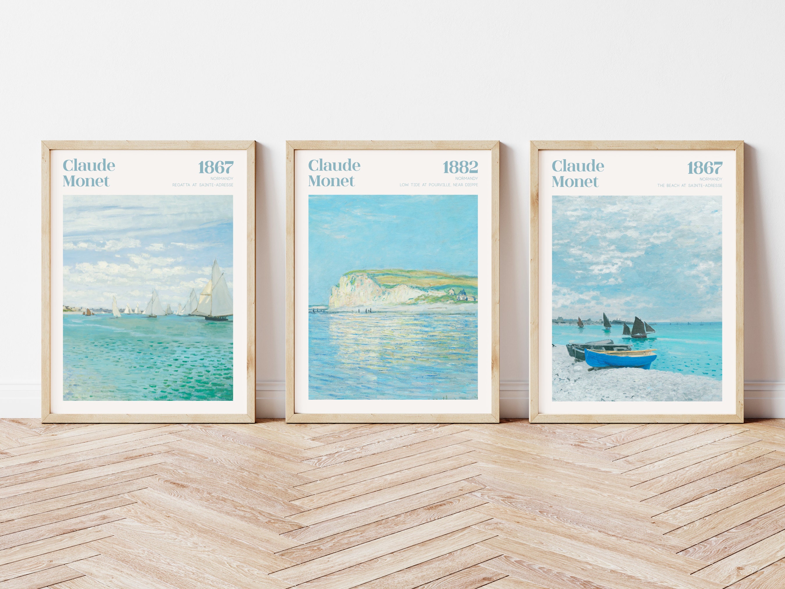 Set of 3 Monet Print, Nautical Gallery Wall, Coastal Art Prints, Beach ...