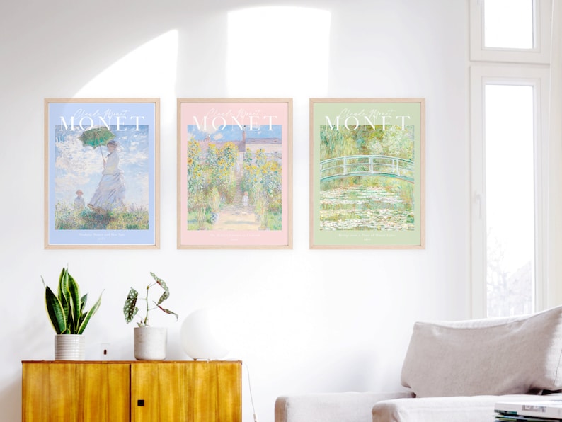Set of 3 Monet Print, Monet Gallery Wall Set, Pastel Art Print Gallery ...