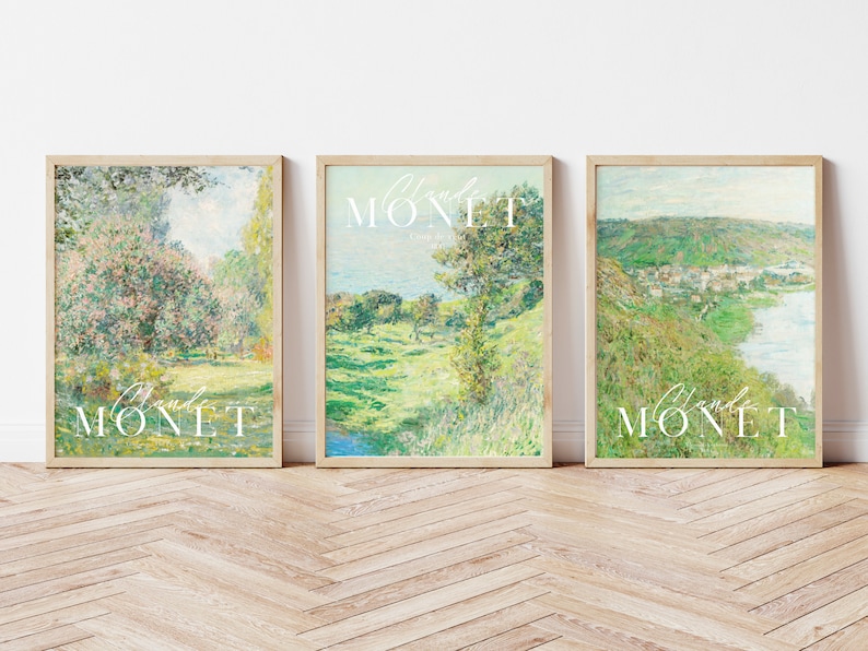 Set of 3 Monet Print Monet Gallery Wall Set Pastel Claude - Etsy