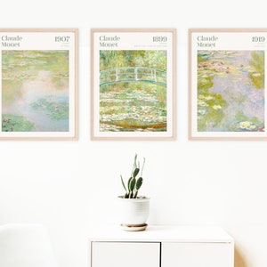 Set of 3 Monet Print, Monet Gallery Wall Set, Monet Japanese Bridge ...