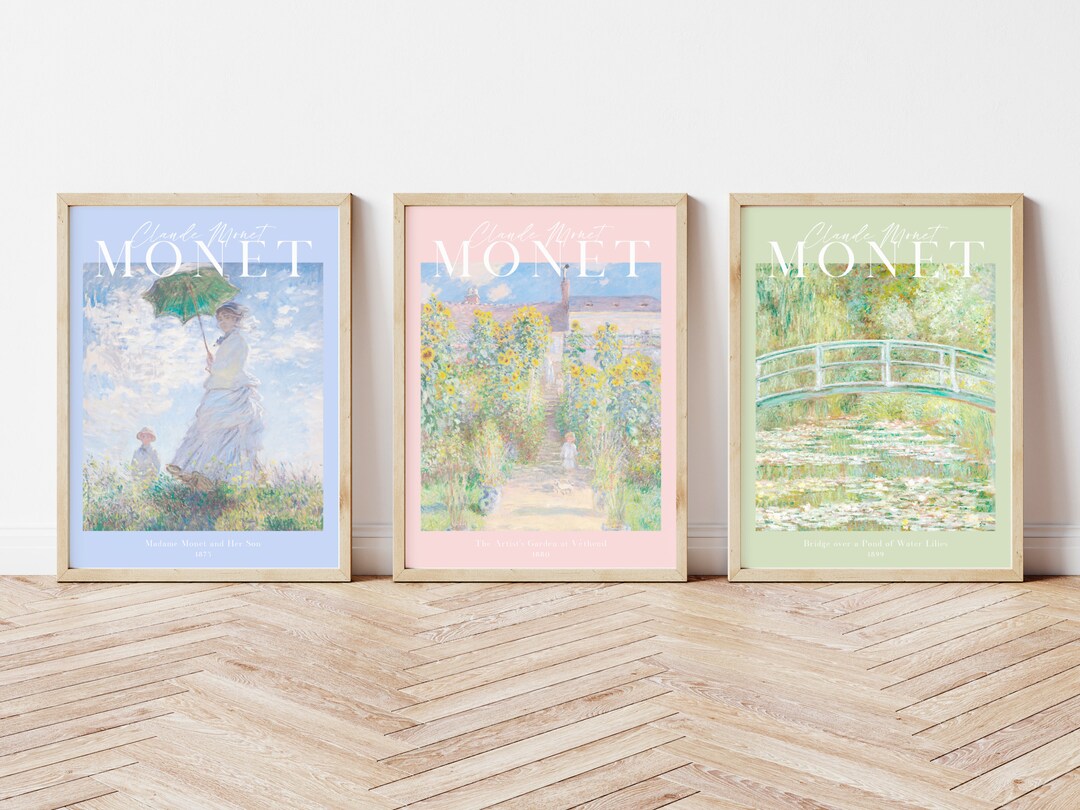 Set of 3 Monet Print, Monet Gallery Wall Set, Pastel Art Print Gallery ...