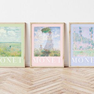 Set of 3 Monet Print, Monet Gallery Wall Set, Pastel Claude Monet Art ...