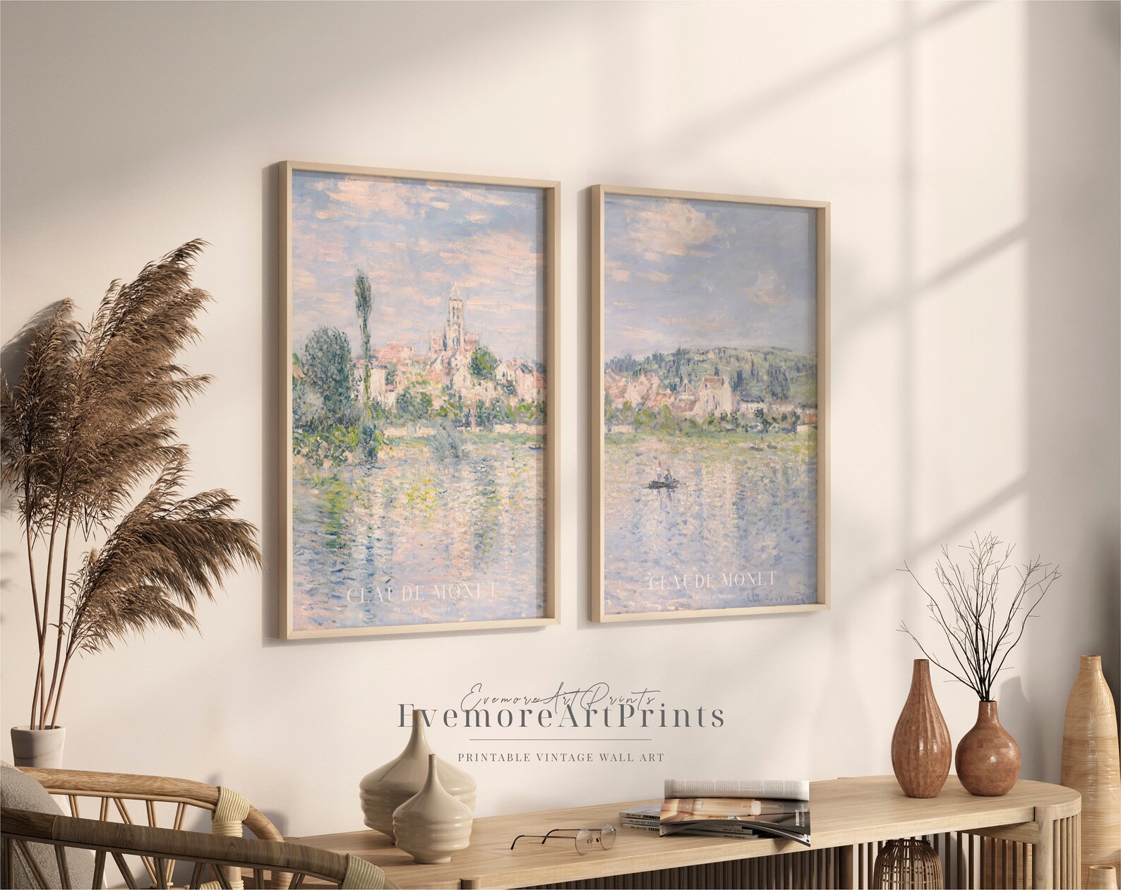 Set of 2 Monet Print, Monet Gallery Wall Set, Pastel Art Print Gallery ...