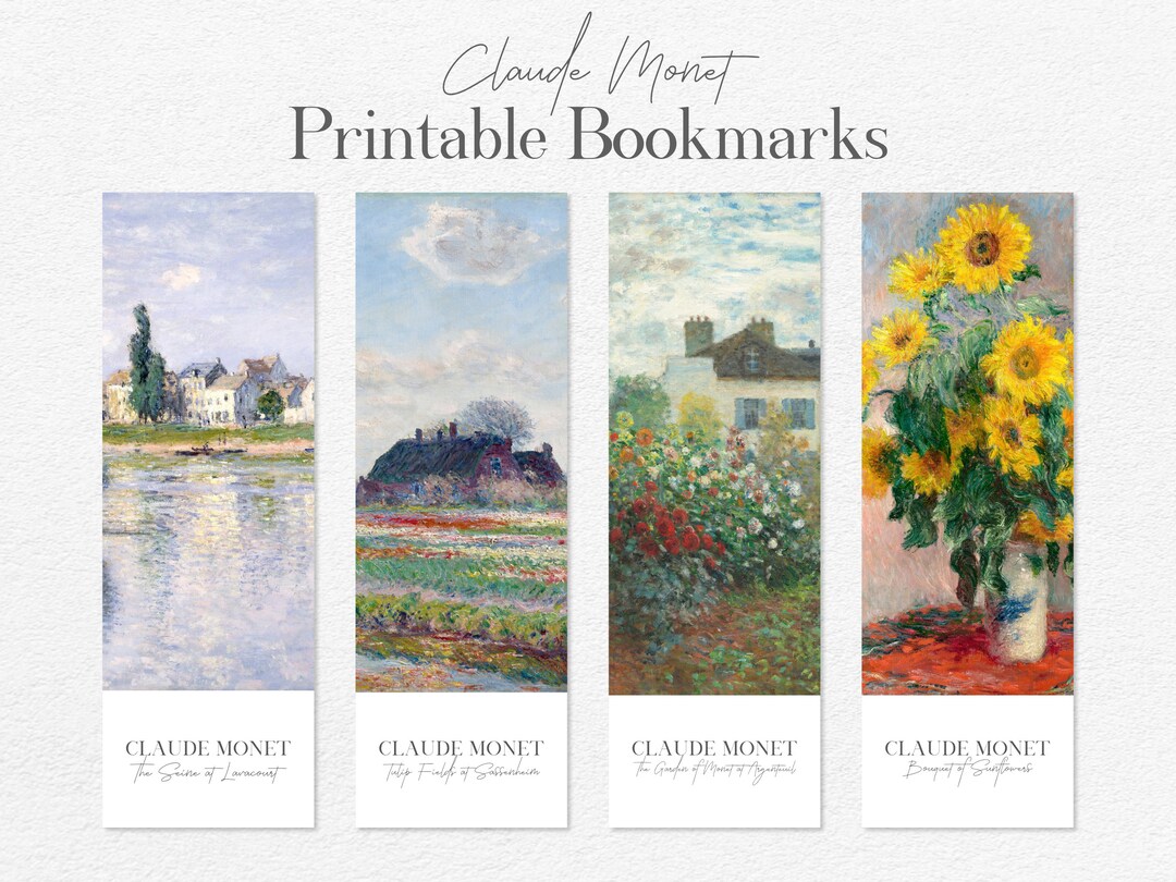 Monet Art Bookmarks: Printable Vintage Bookmarks (digital Download ...