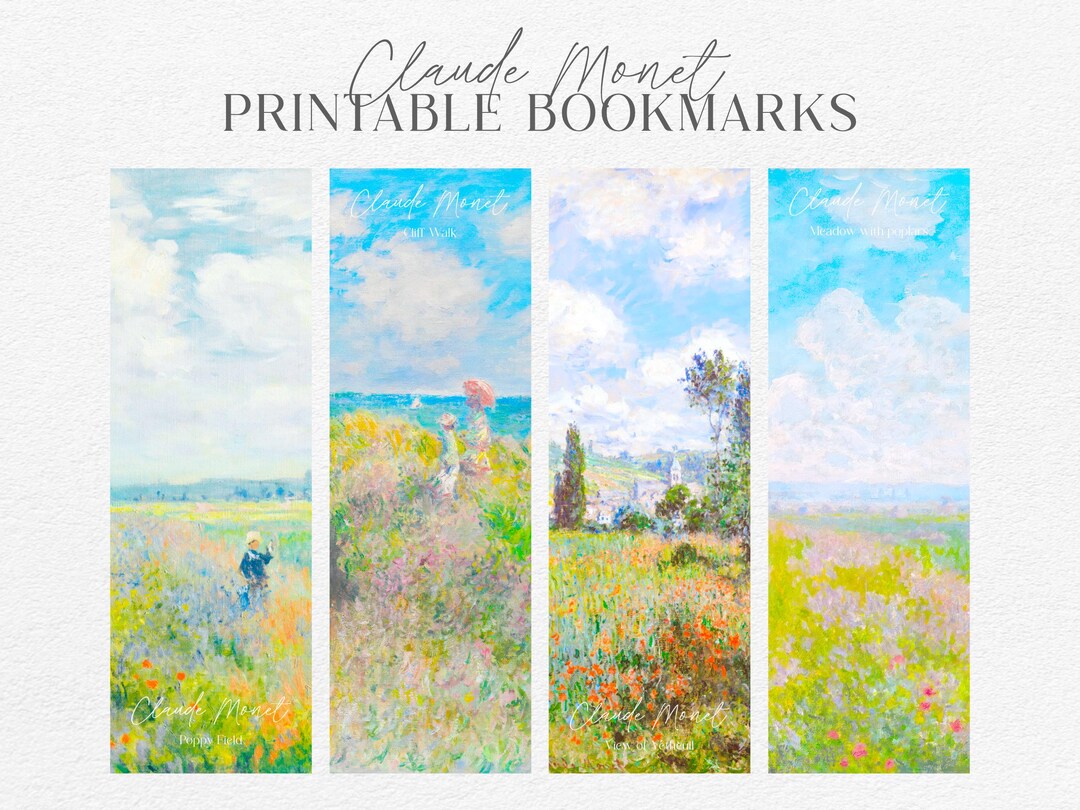 Monet Bookmark | Green Landscape Printable Bookmarks | Digital Download ...