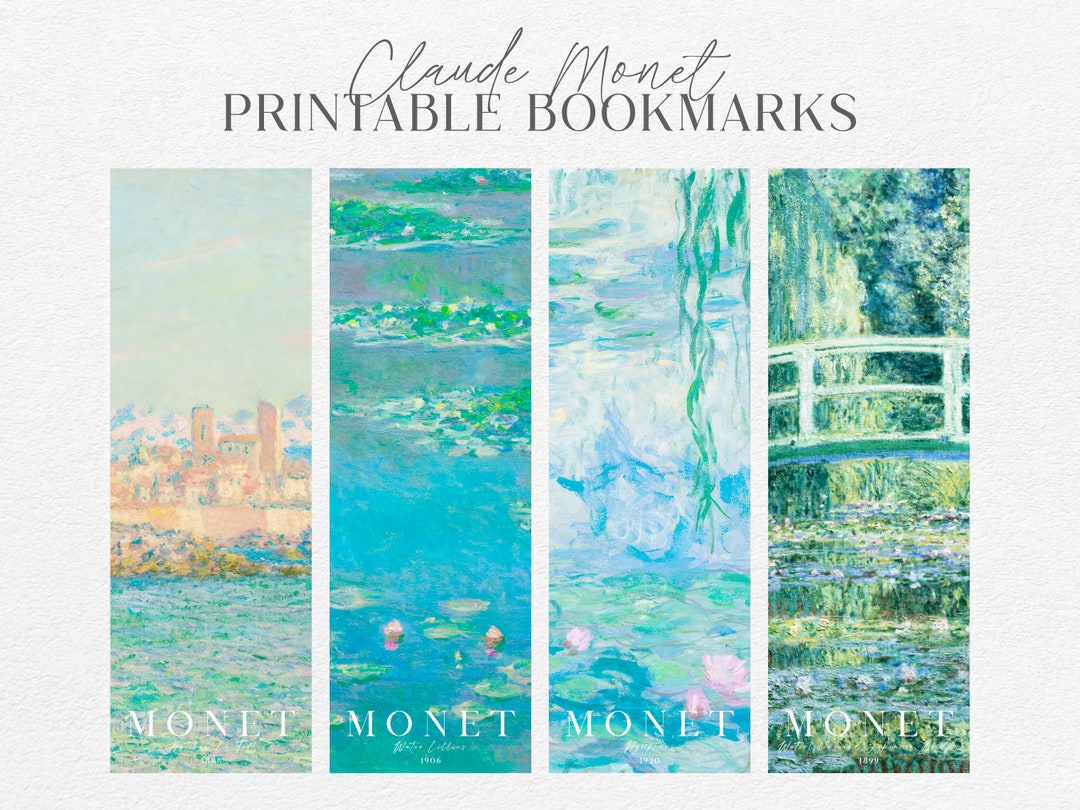 Monet Bookmark Printable Bookmarks Digital Download Bookmark Claude ...