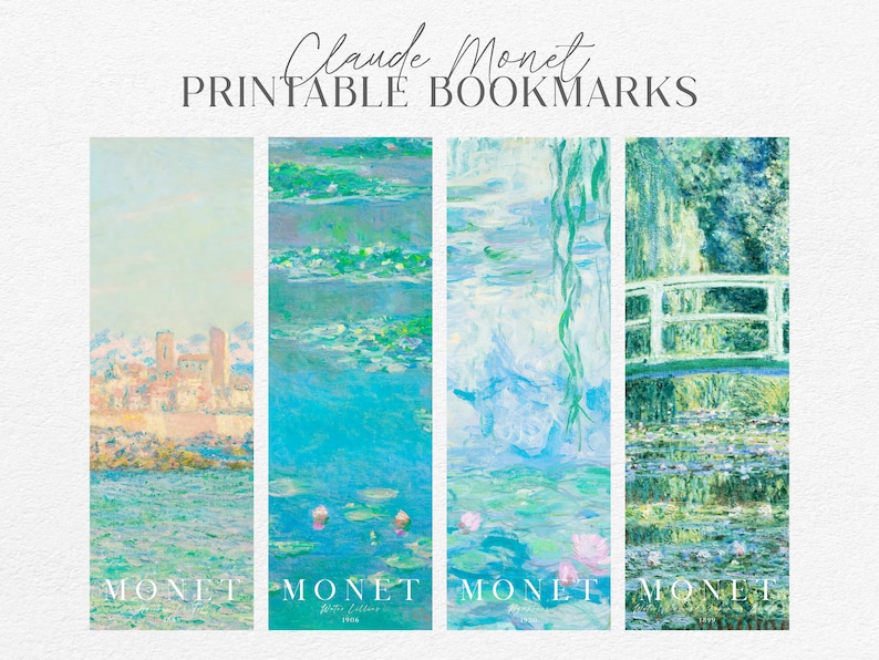 Monet Bookmark | Printable Bookmarks | Digital Download Bookmark ...