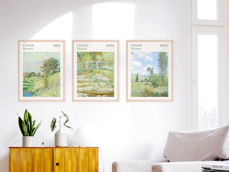 Set of 3 Monet Print, Monet Gallery Wall Set, Pastel Claude Monet Art ...