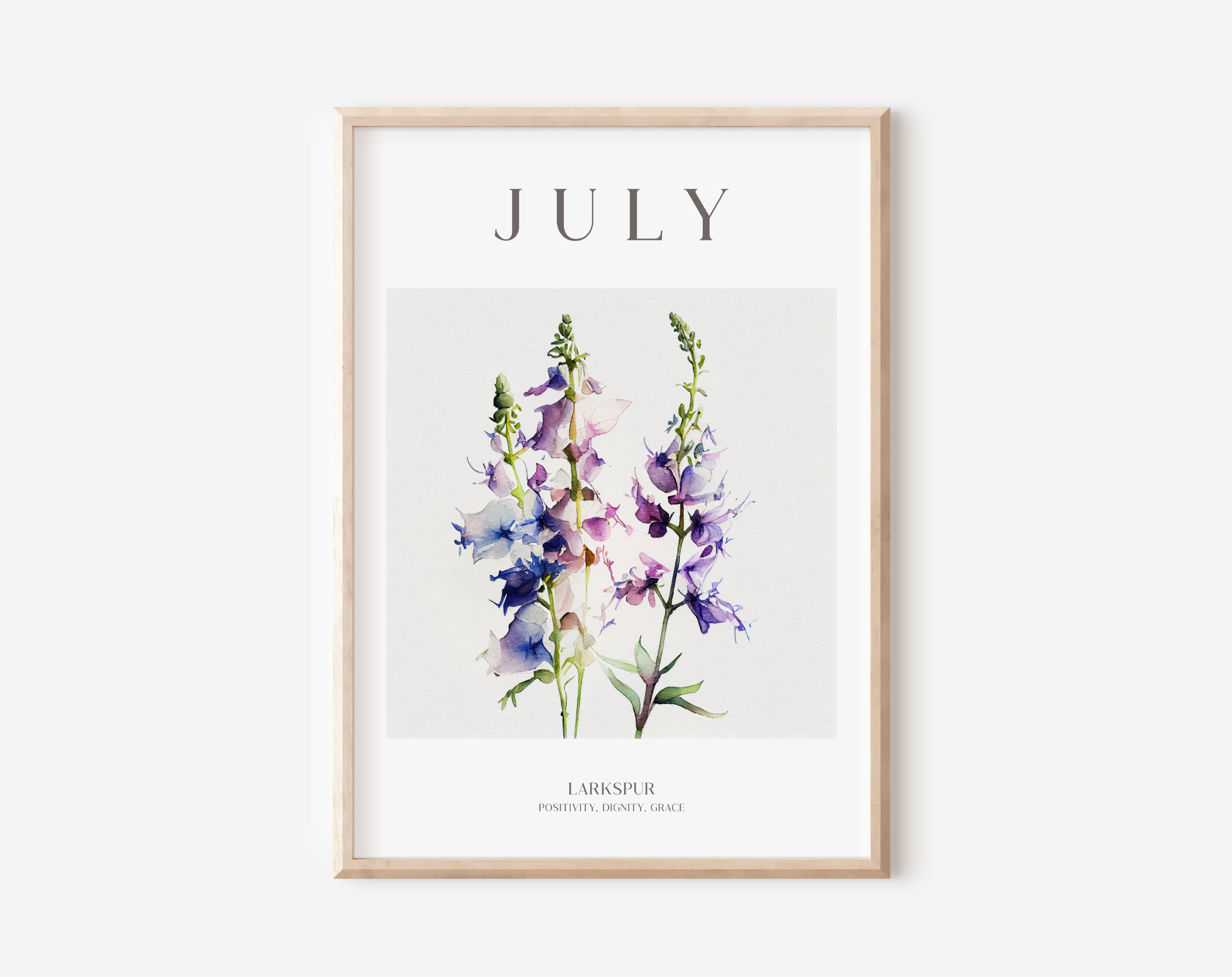 Birth Month Flower Print, July Birthday Gift, Rose Print, Watercolour ...