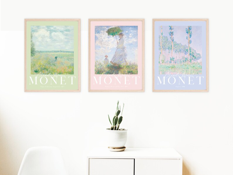Set of 3 Monet Print, Monet Gallery Wall Set, Pastel Claude Monet Art ...