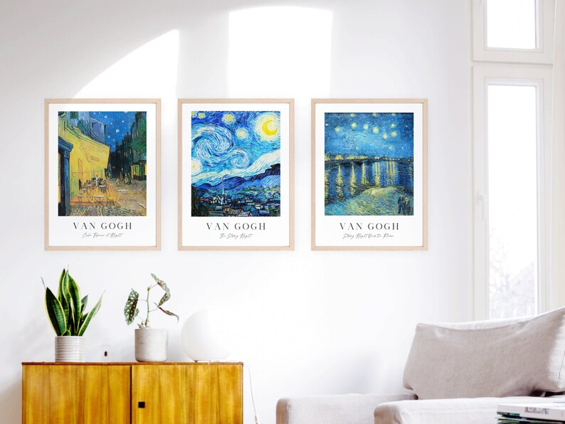 Set of 3 Van Gogh Print, Starry Night Print, Van Gogh Poster ...