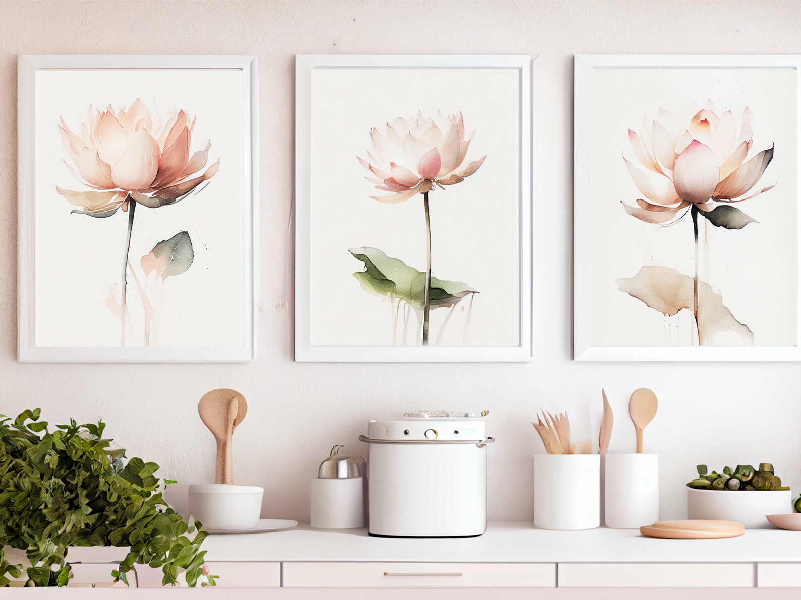 Lotus Flower Prints, Set of 3, Lotus Wall Art, Botanical Print, Gallery ...