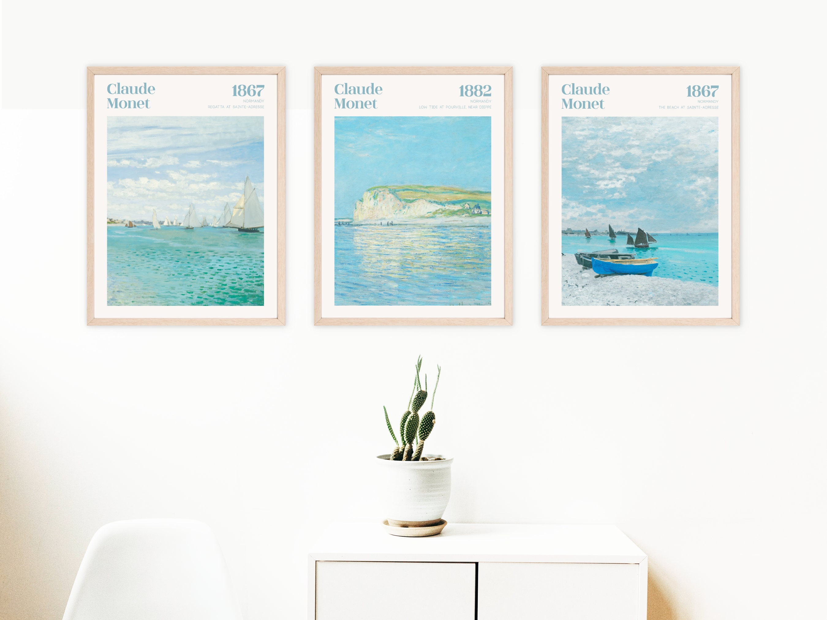 Set of 3 Monet Print, Nautical Gallery Wall, Coastal Art Prints, Beach ...
