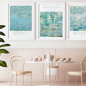 Monet Print Set of 3, Monet Poster, Monet Water Lillies Print, Pale ...