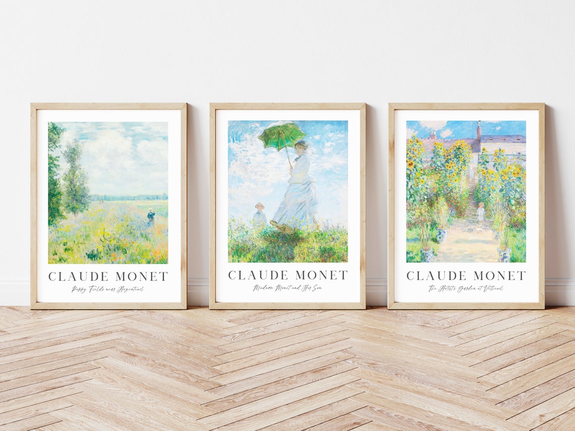Set of 3 Monet Print Set, Monet Gallery Wall Set Classic Art Gallery ...