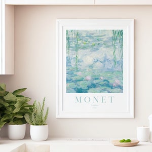 Monet Print Set of 3, Monet Poster, Monet Water Lillies Print, Pale ...