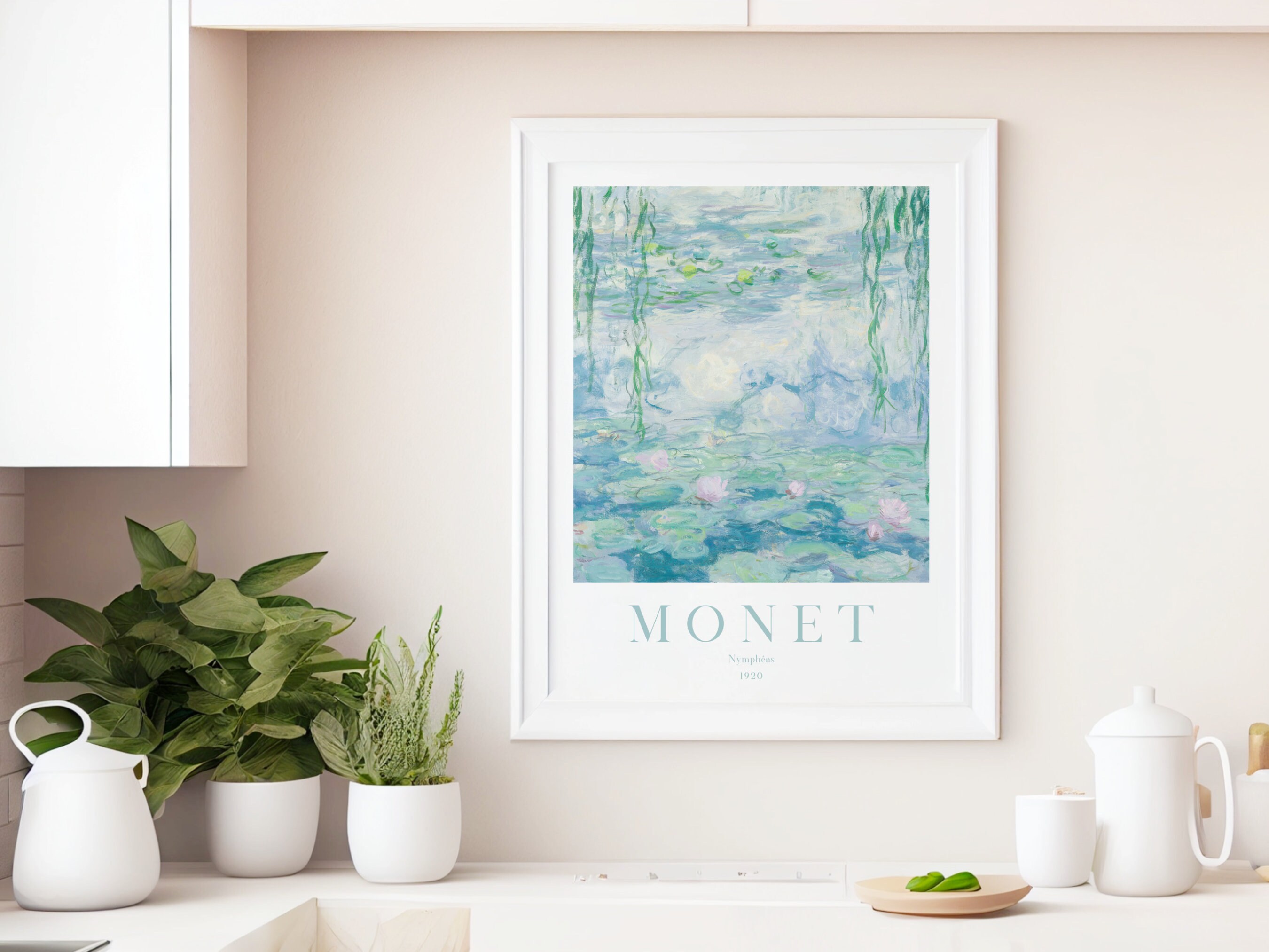 Monet Print Set of 3, Monet Poster, Monet Water Lillies Print, Pale ...