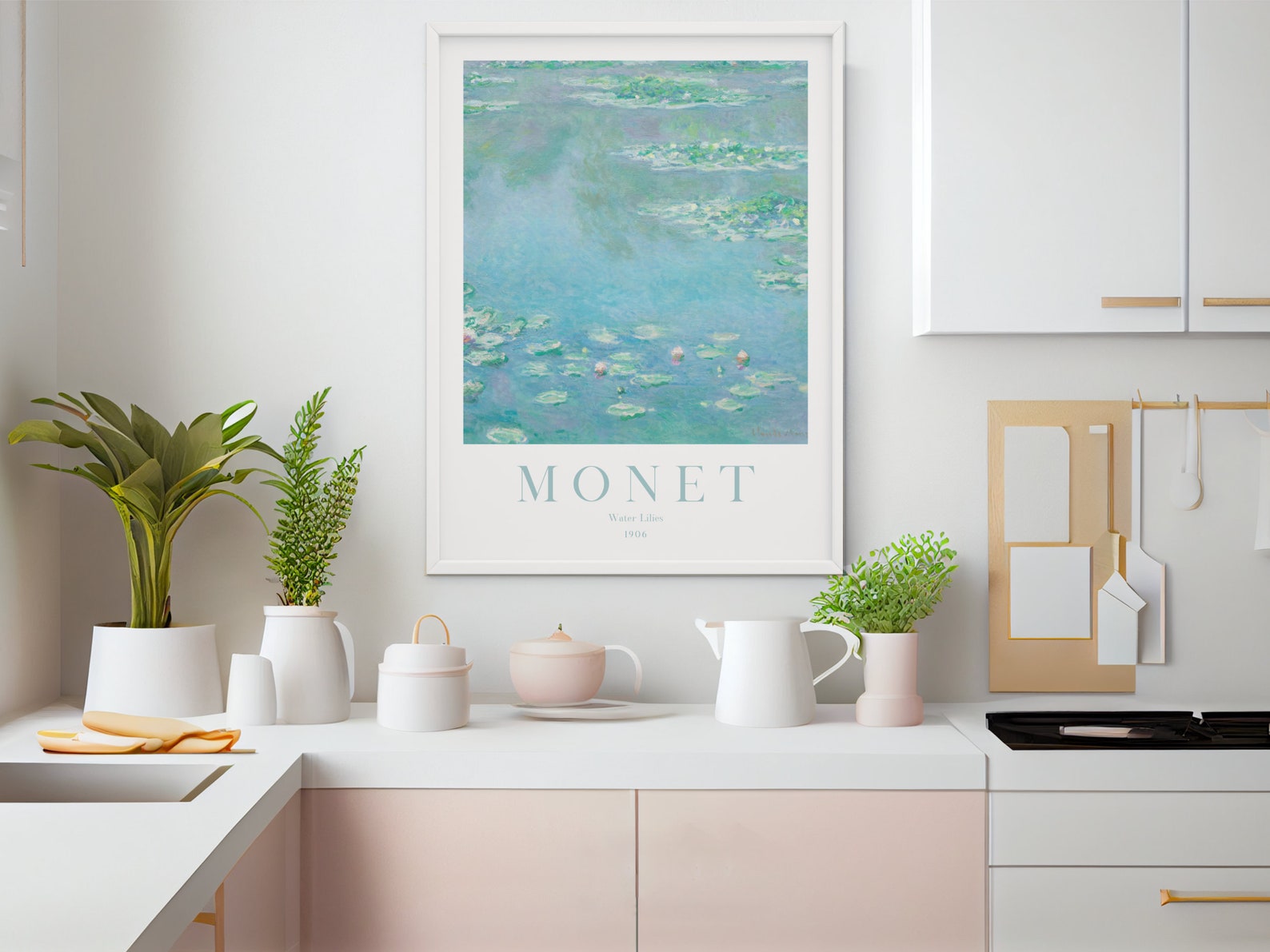 Monet Print Set of 3, Monet Poster, Monet Water Lillies Print, Pale ...