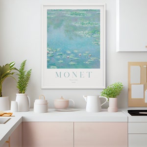 Monet Print Set of 3, Monet Poster, Monet Water Lillies Print, Pale ...