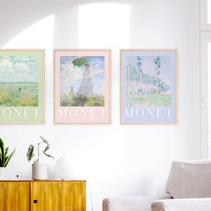 Set of 3 Monet Print, Monet Gallery Wall Set, Pastel Claude Monet Art ...