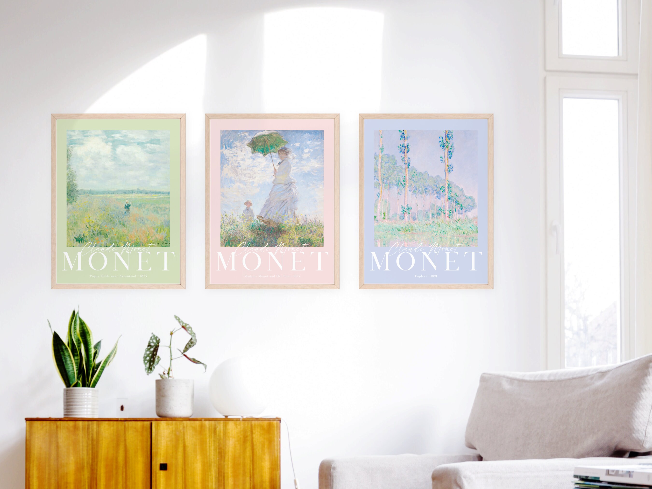Set of 3 Monet Print, Monet Gallery Wall Set, Pastel Claude Monet Art ...
