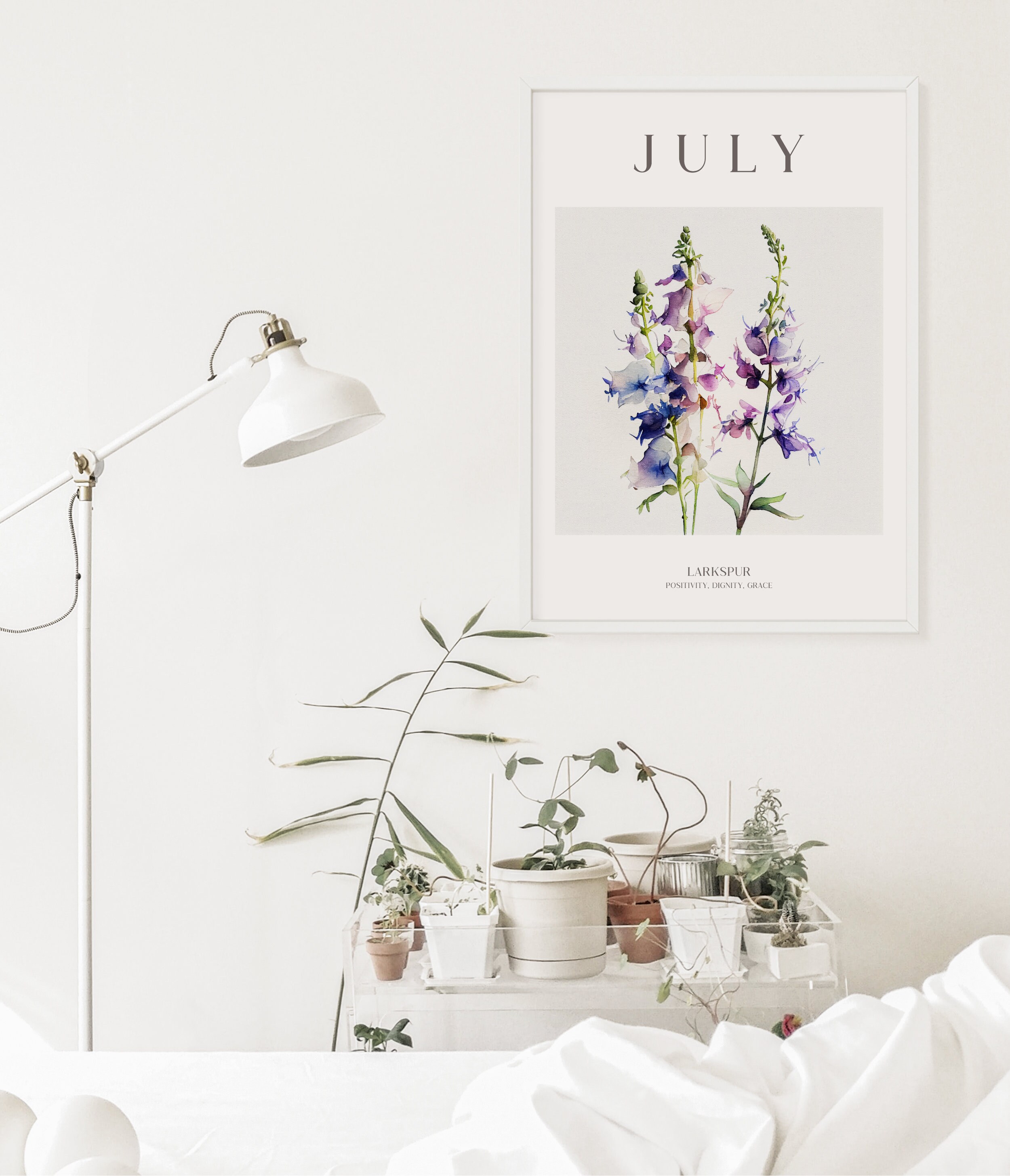 Birth Month Flower Print, July Birthday Gift, Rose Print, Watercolour ...