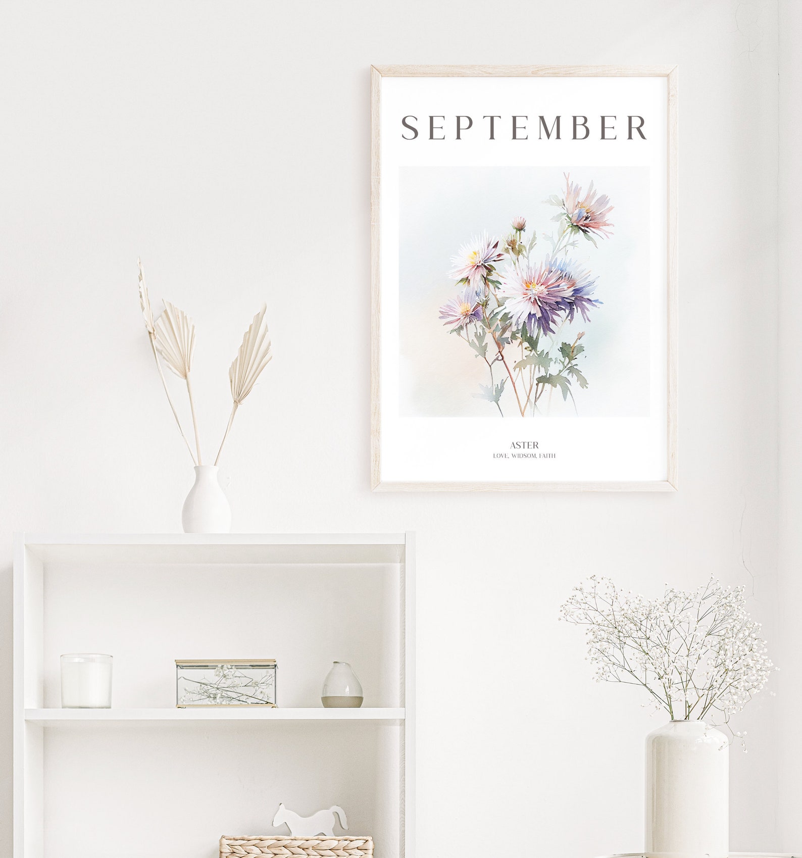 Birth Month Flower Print, September Birthday Gift, Aster Print ...