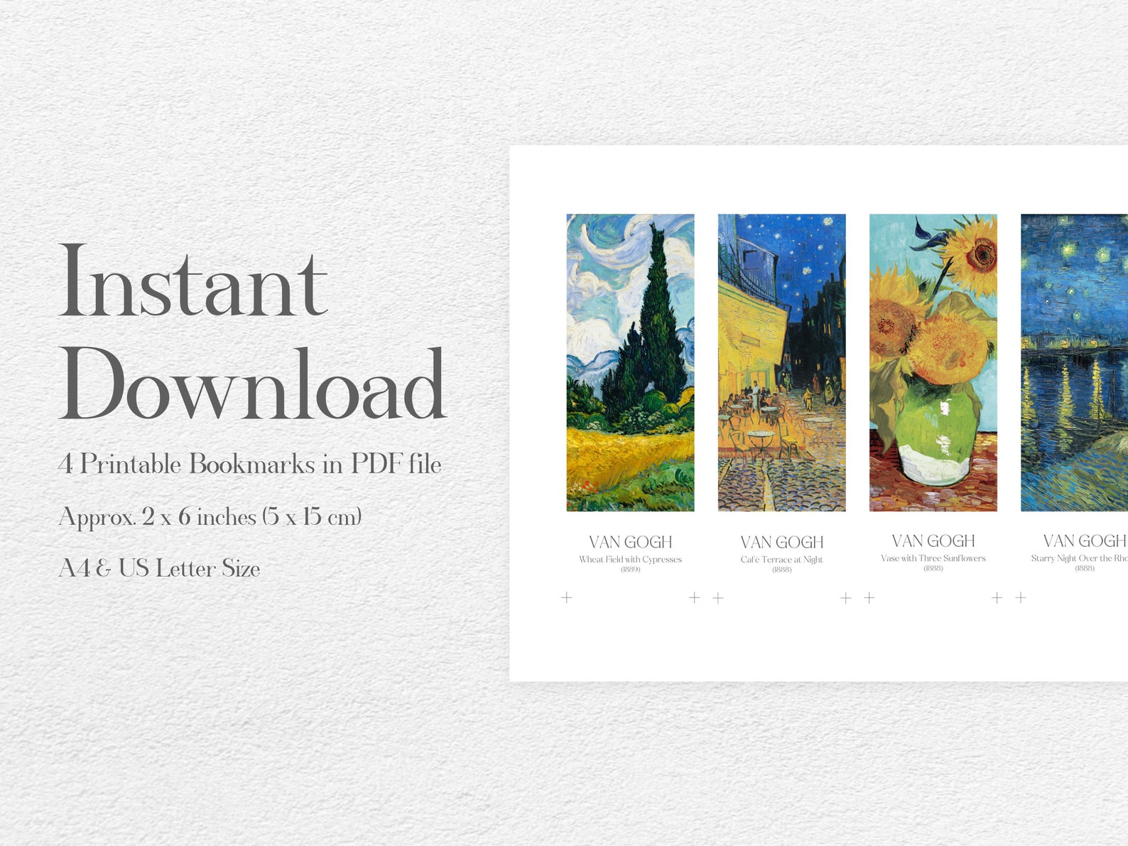 Van Gogh Printable Bookmarks Digital Bookmark Download - Etsy