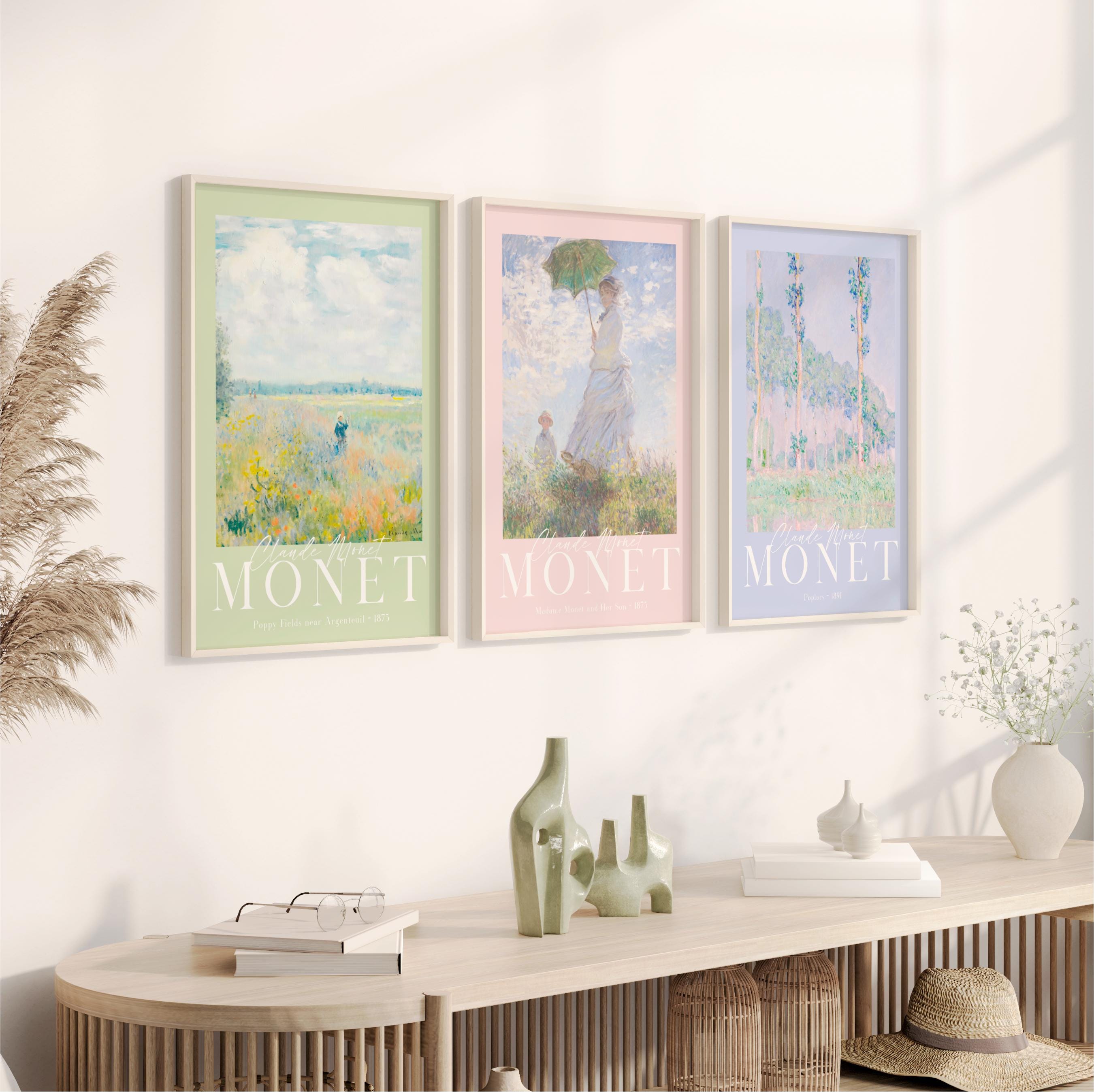 Set of 3 Monet Print, Monet Gallery Wall Set, Pastel Claude Monet Art ...