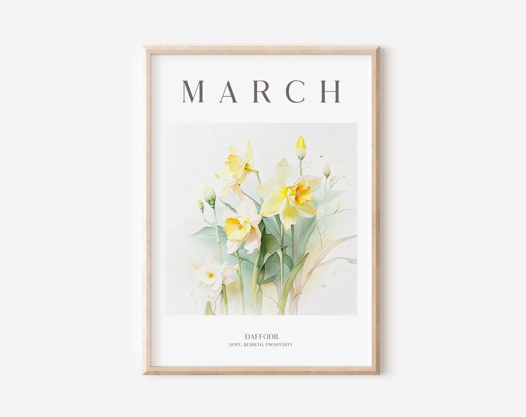 Birth Month Flower Print, March Birthday Gift, Daffodil Print ...