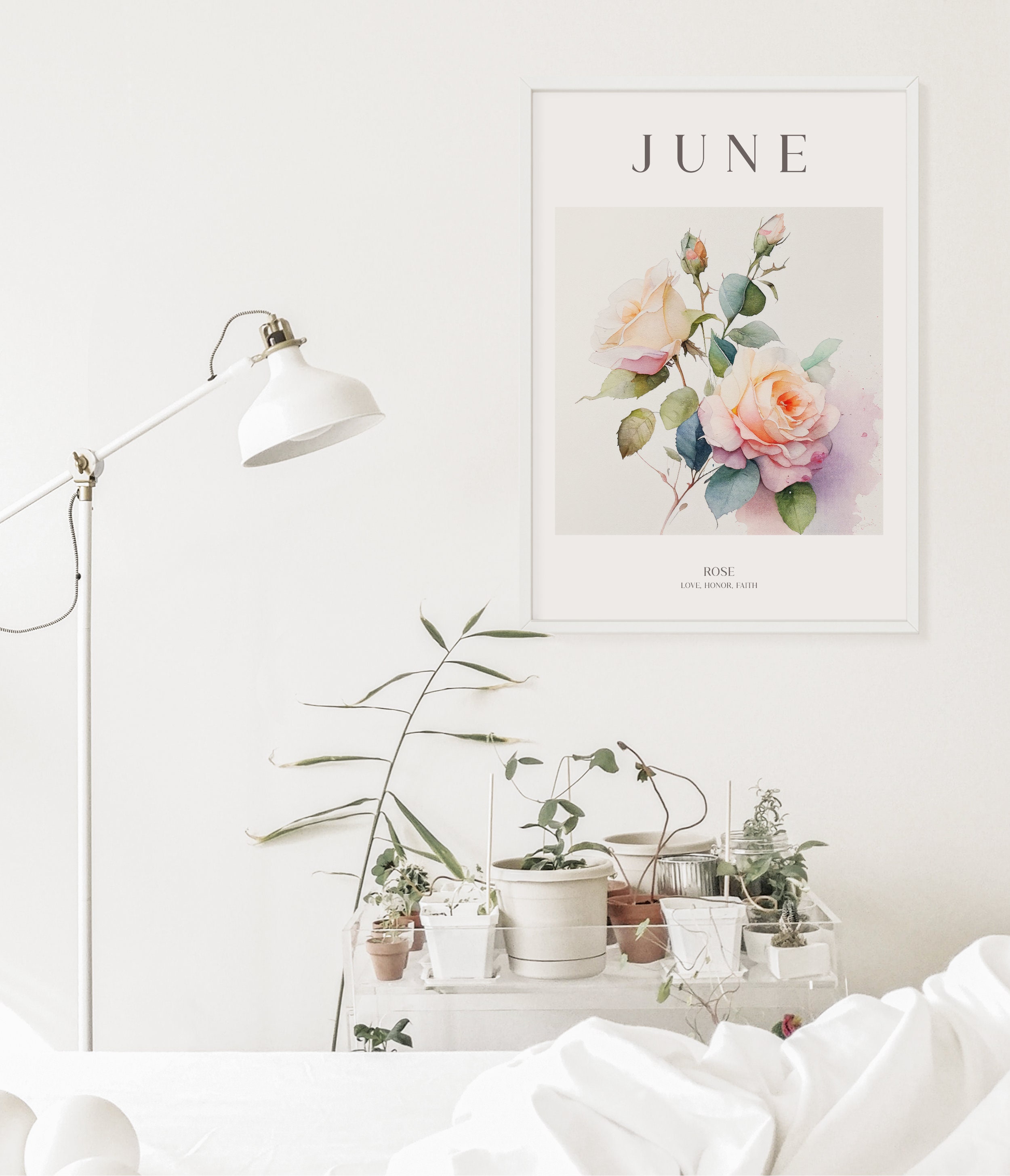 Birth Month Flower Print June Birthday Gift Rose Print - Etsy