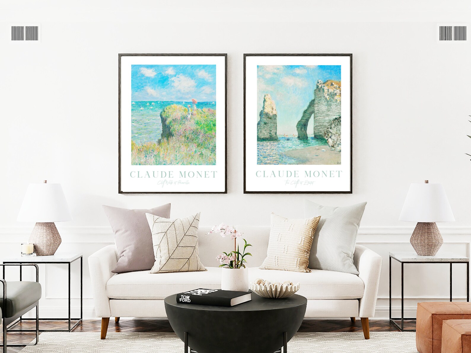 Monet Print Set, Blue Monet Gallery Wall Set, Monet Beach Print, Set of ...